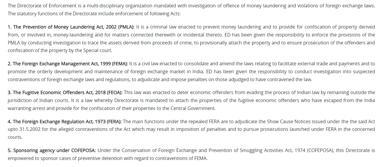 ED Full Form (Enforcement Directorate): Objective, Role, Function ...