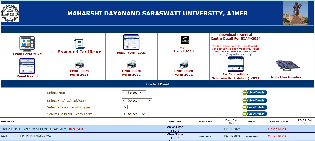 MDSU Result 2025 (Out) @msduexam.co.in. Direct Link to Download Scorecard