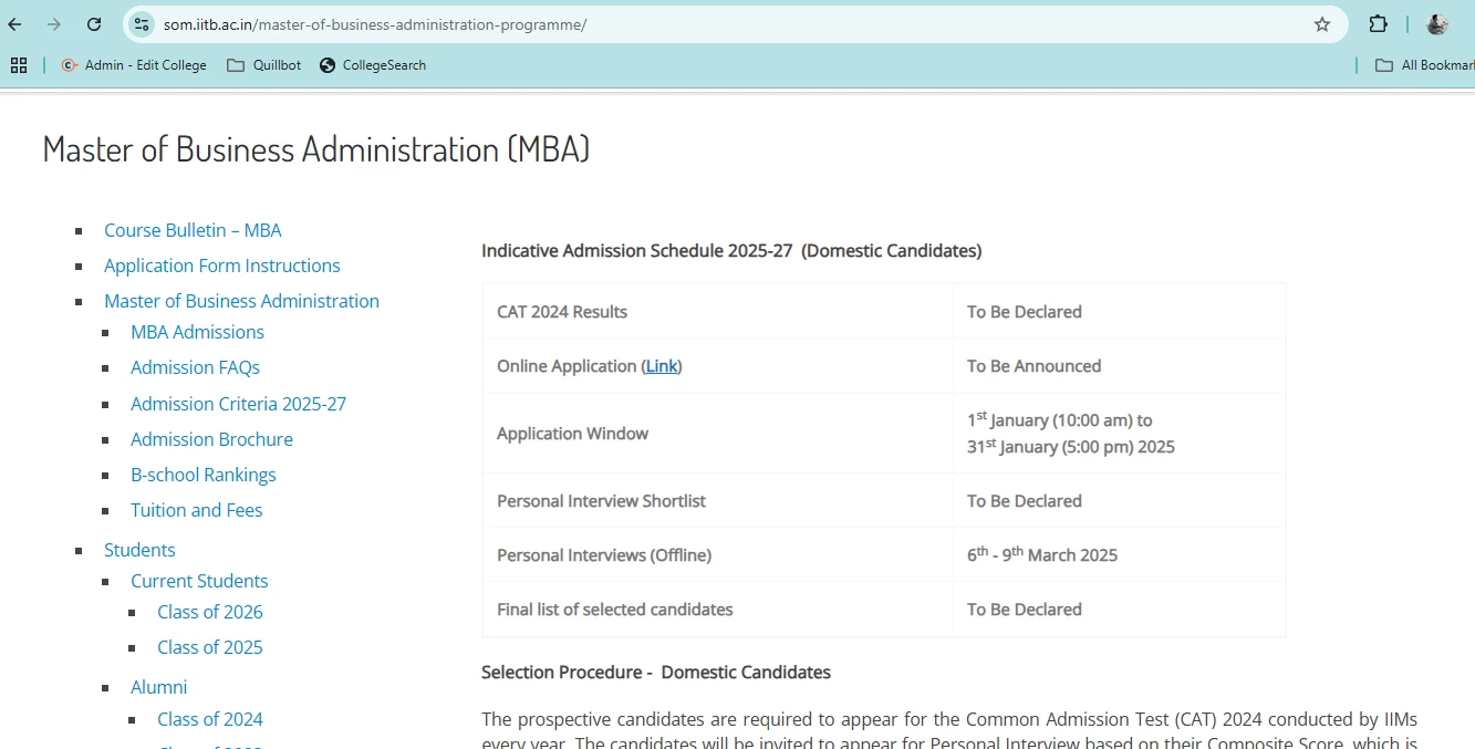 IIT Bombay MBA: Fees, Eligibility, Admission 2025, Cutoff, and Placements