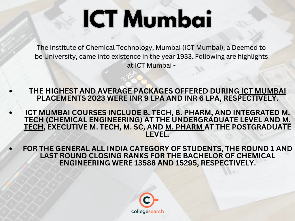 ICT Mumbai: Cutoff 2024, Placements, Admission, Ranking, Courses, Fees