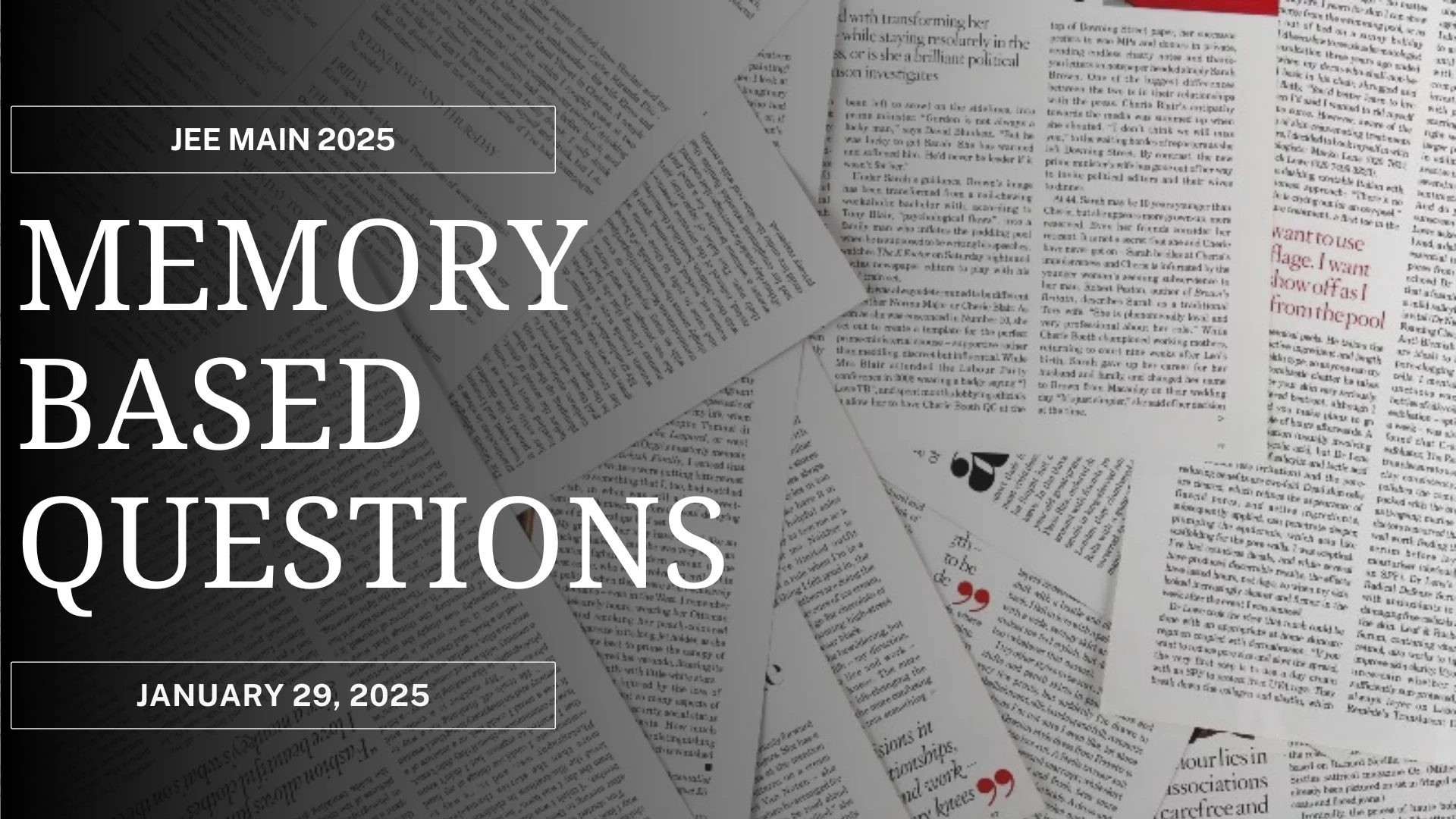 JEE Main 29 Jan Shift 1 Question Paper: Download JEE Main 2025 Memory ...