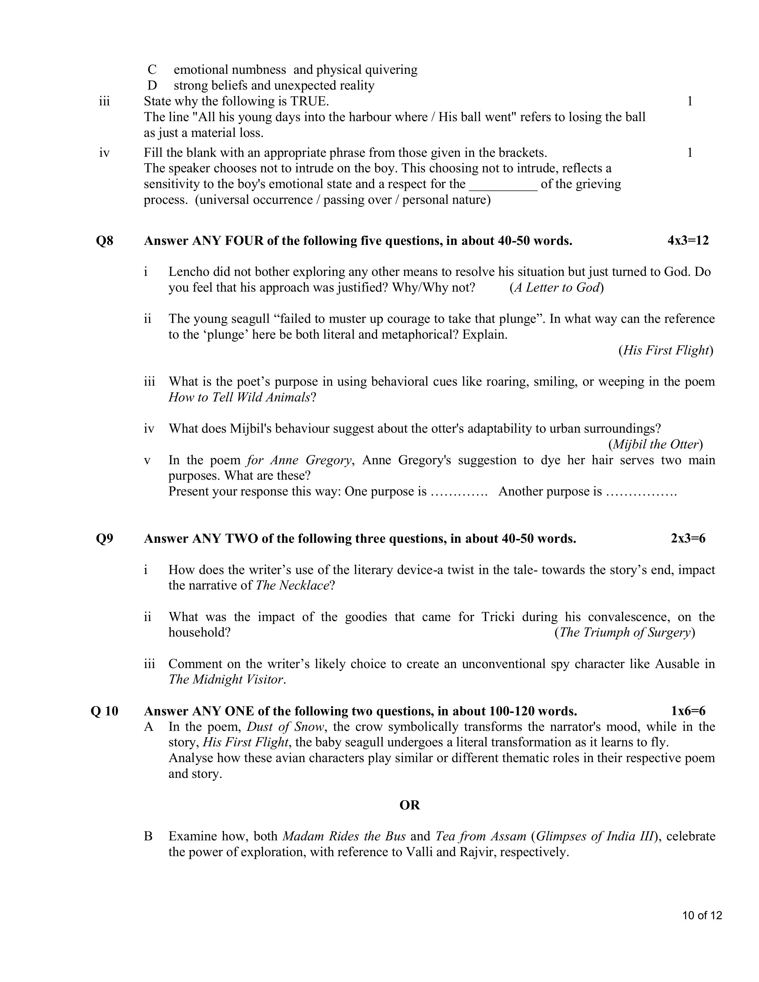 CBSE Class 10 English Question Papers 2024: Download CBSE 10 English ...