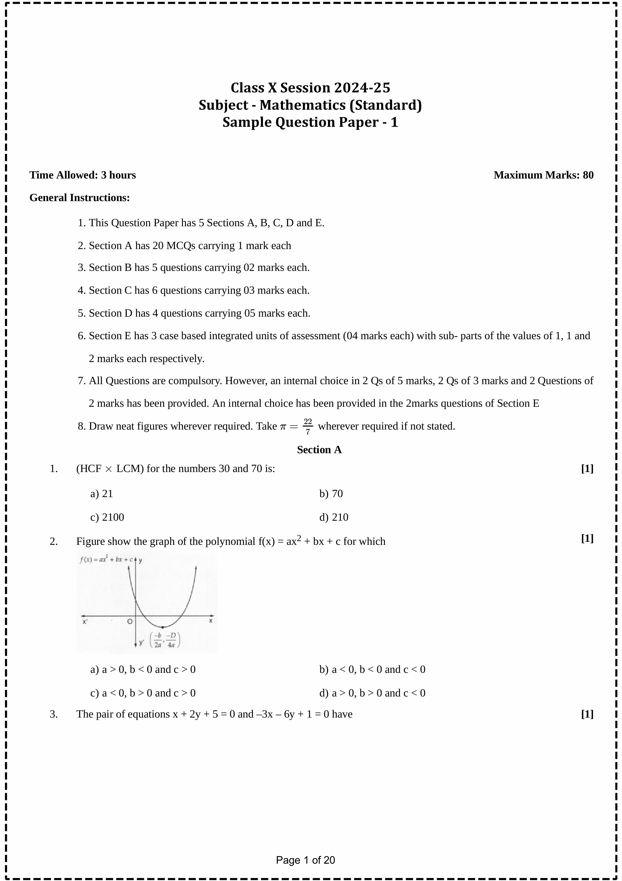 CBSE 10th Maths Previous Year Question Paper PDFs With Solutions 2024 ...