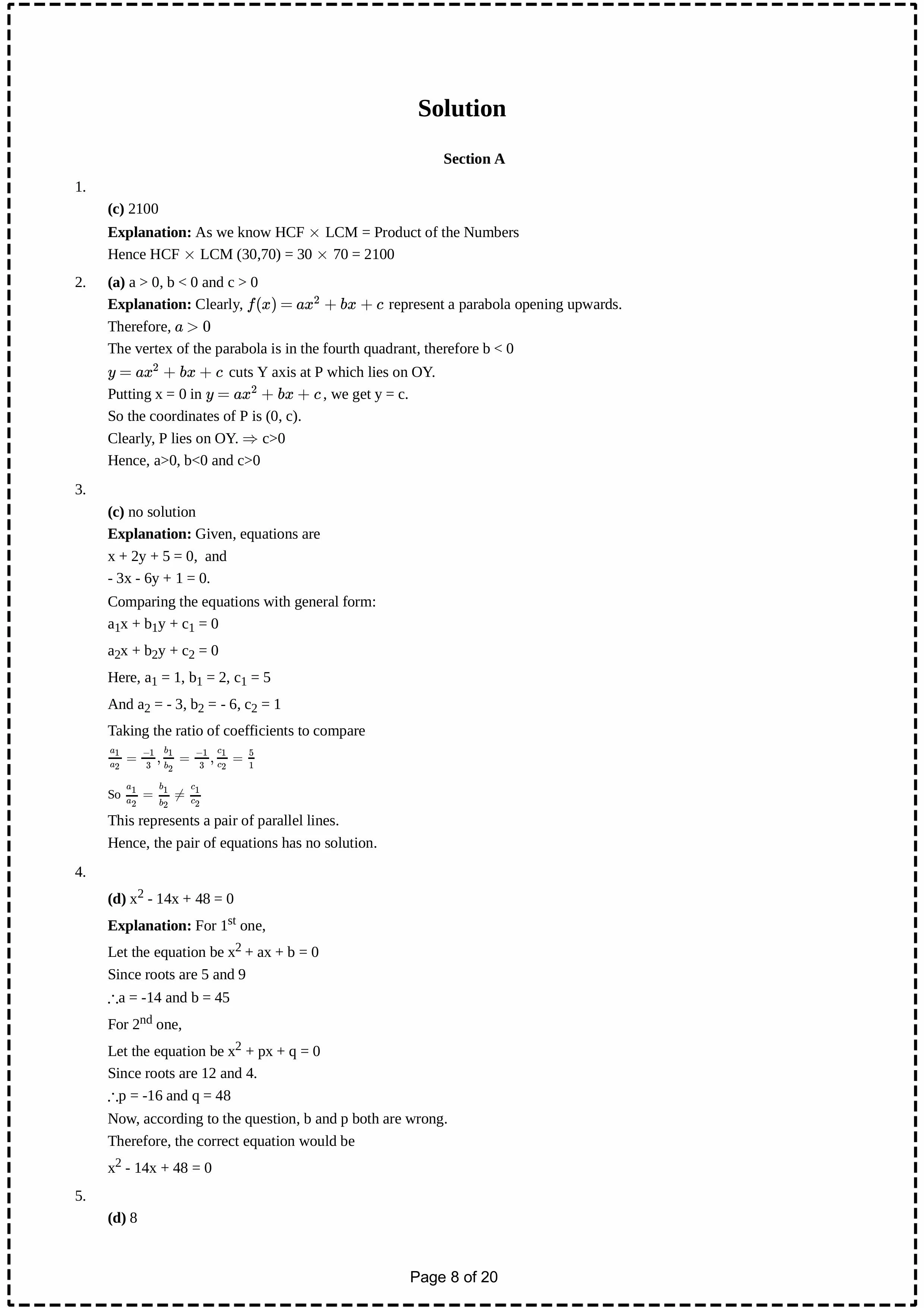CBSE 10th Maths Previous Year Question Paper PDFs With Solutions 2024 ...