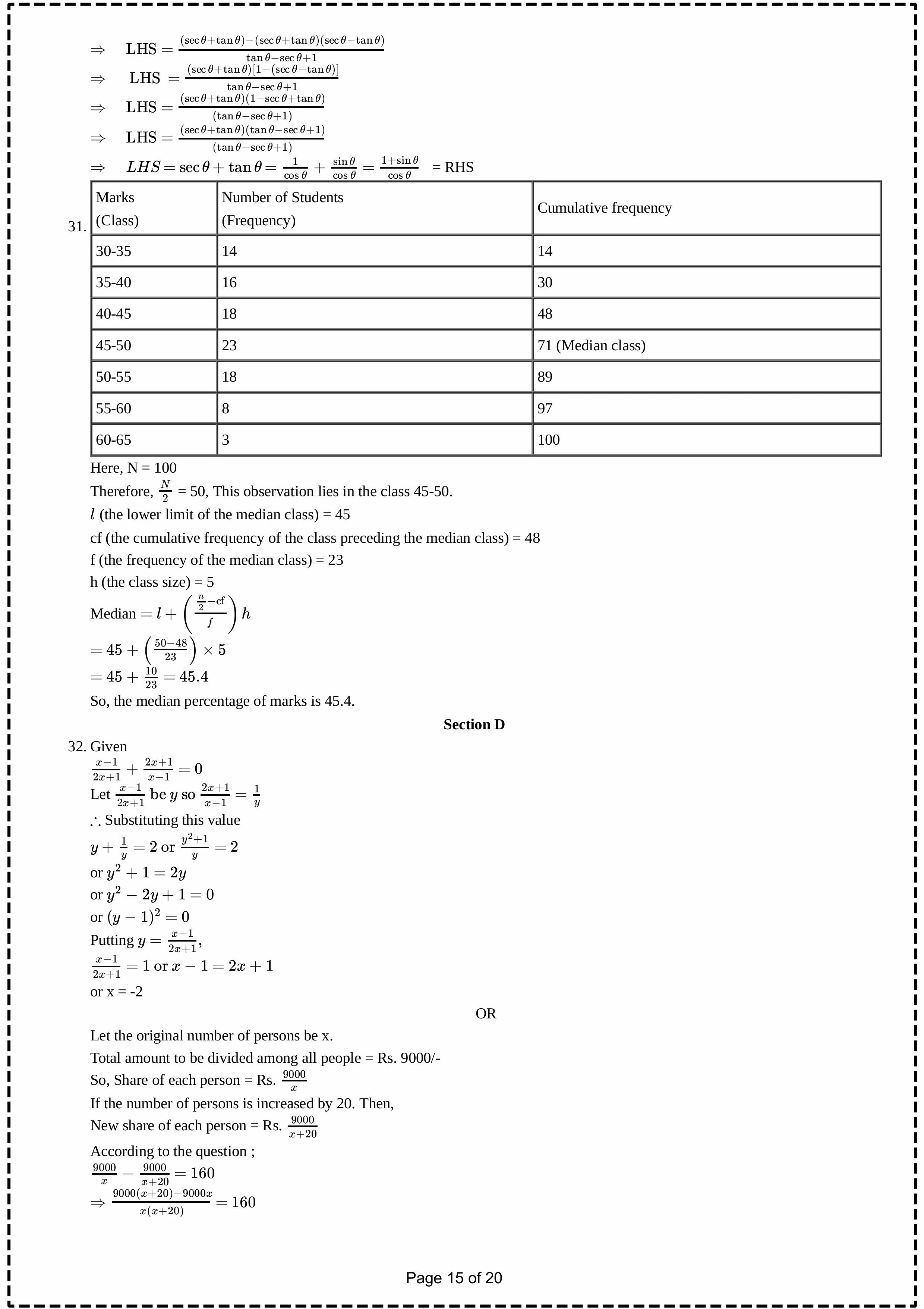 CBSE 10th Maths Previous Year Question Paper PDFs With Solutions 2024 ...