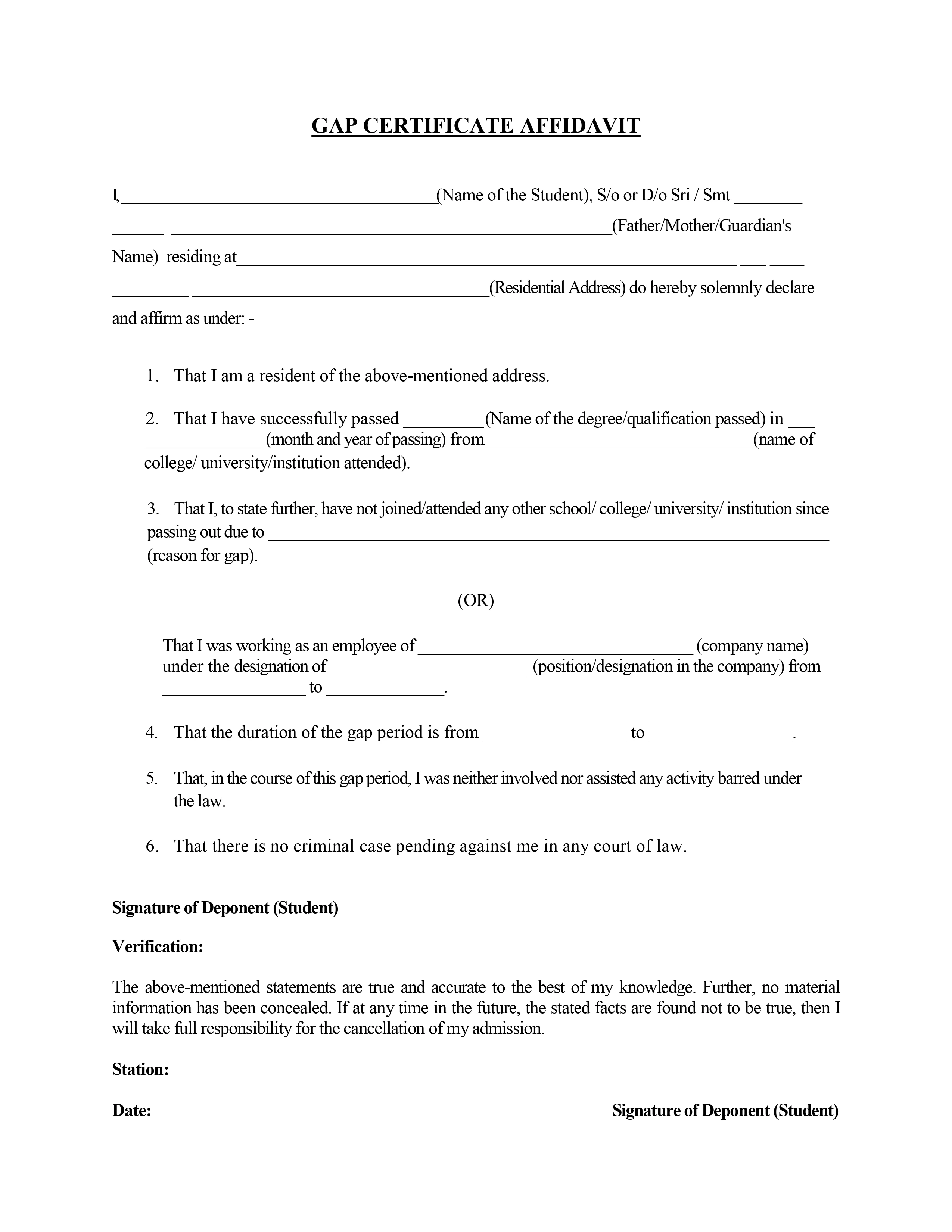 Gap Certificate: Format, After 12th, For College Admission